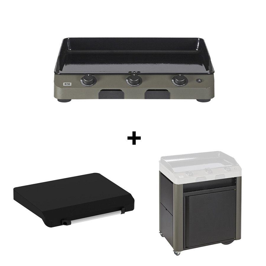 Pack plancha Fusion 75 ENO acier avec chariot et couvercle