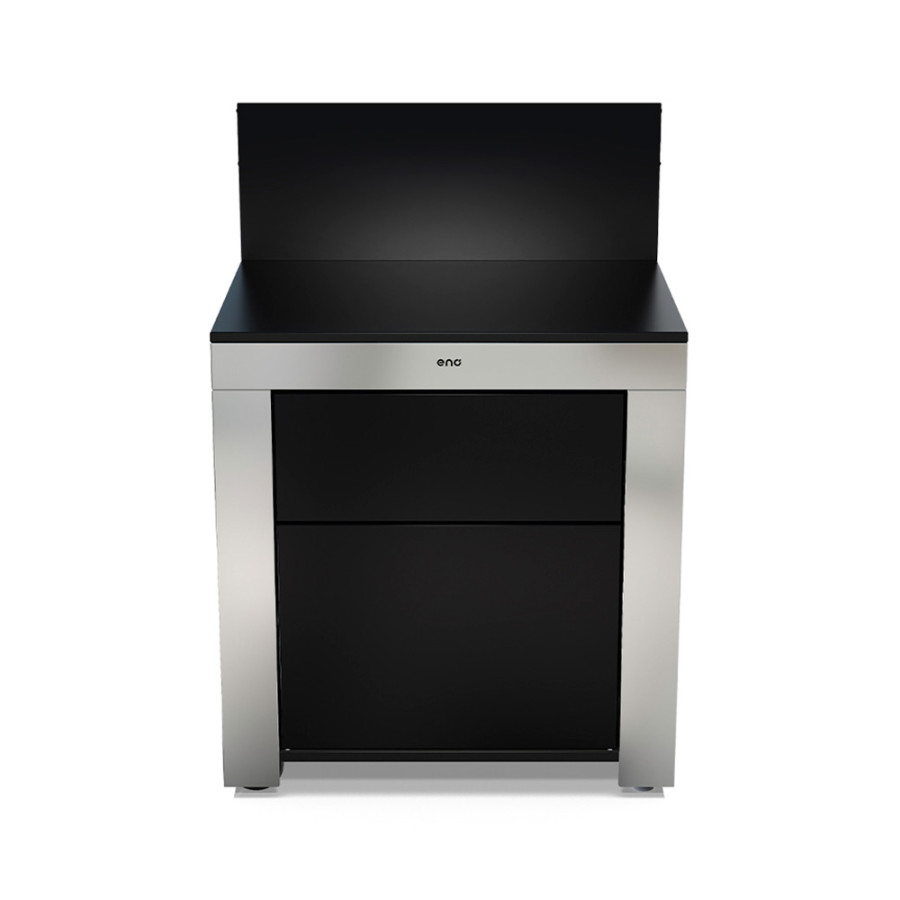 Module Plan de travail à 2 tiroirs Modulo Eno Inox et Noir