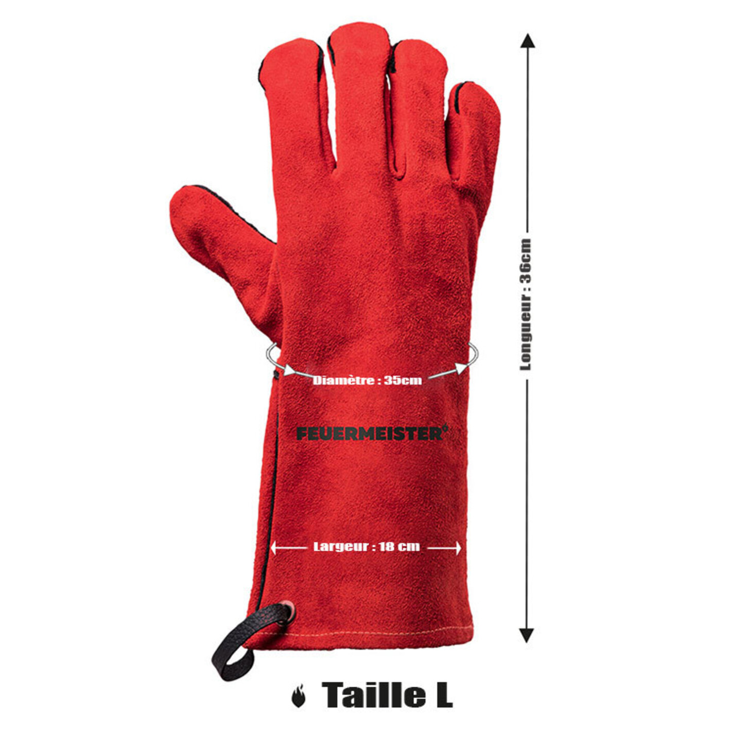 Paire de gants en cuir Rouge Taille 12 (XL) - Feurmeister